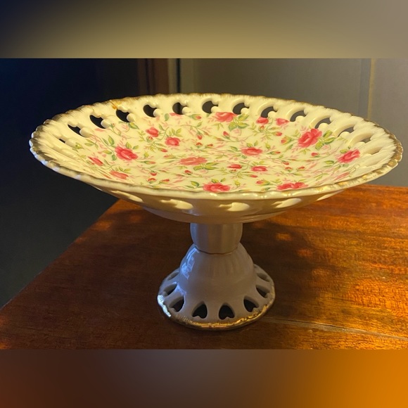 Lefton | Accents | Vintage Lefton Rose Chintz Compote Dish | Poshmark